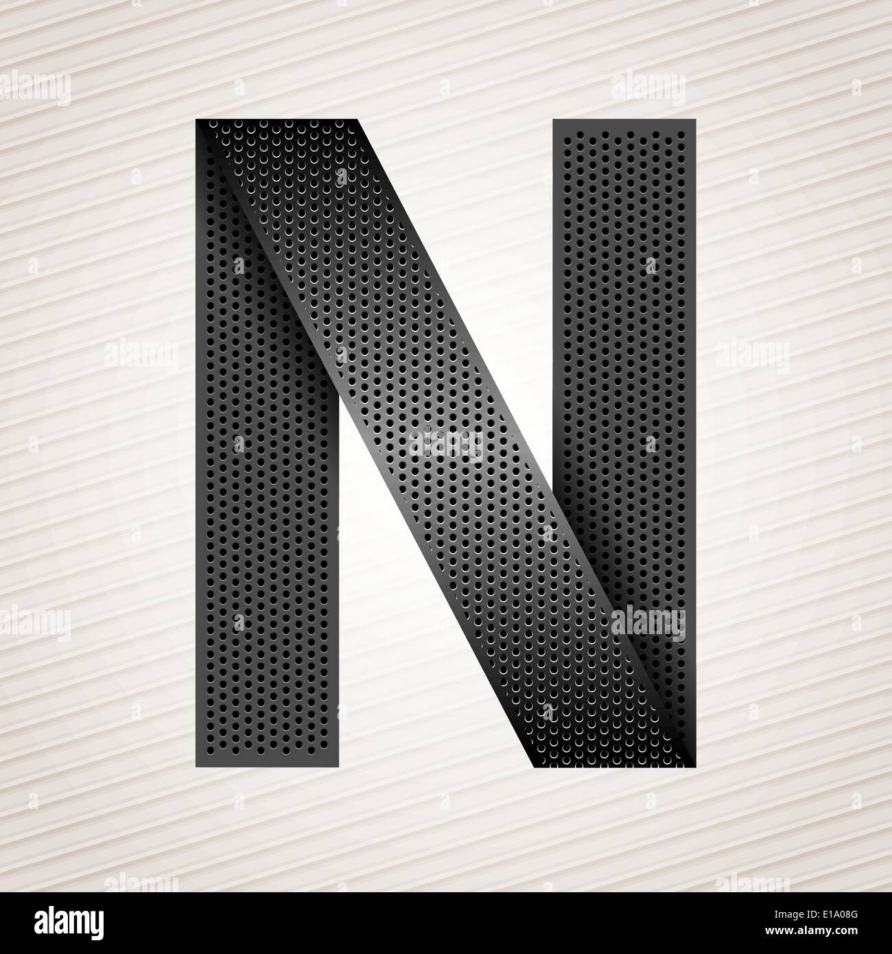 Font from folded metallic ribbon - Latin letter N. Vector 10eps Stock ...