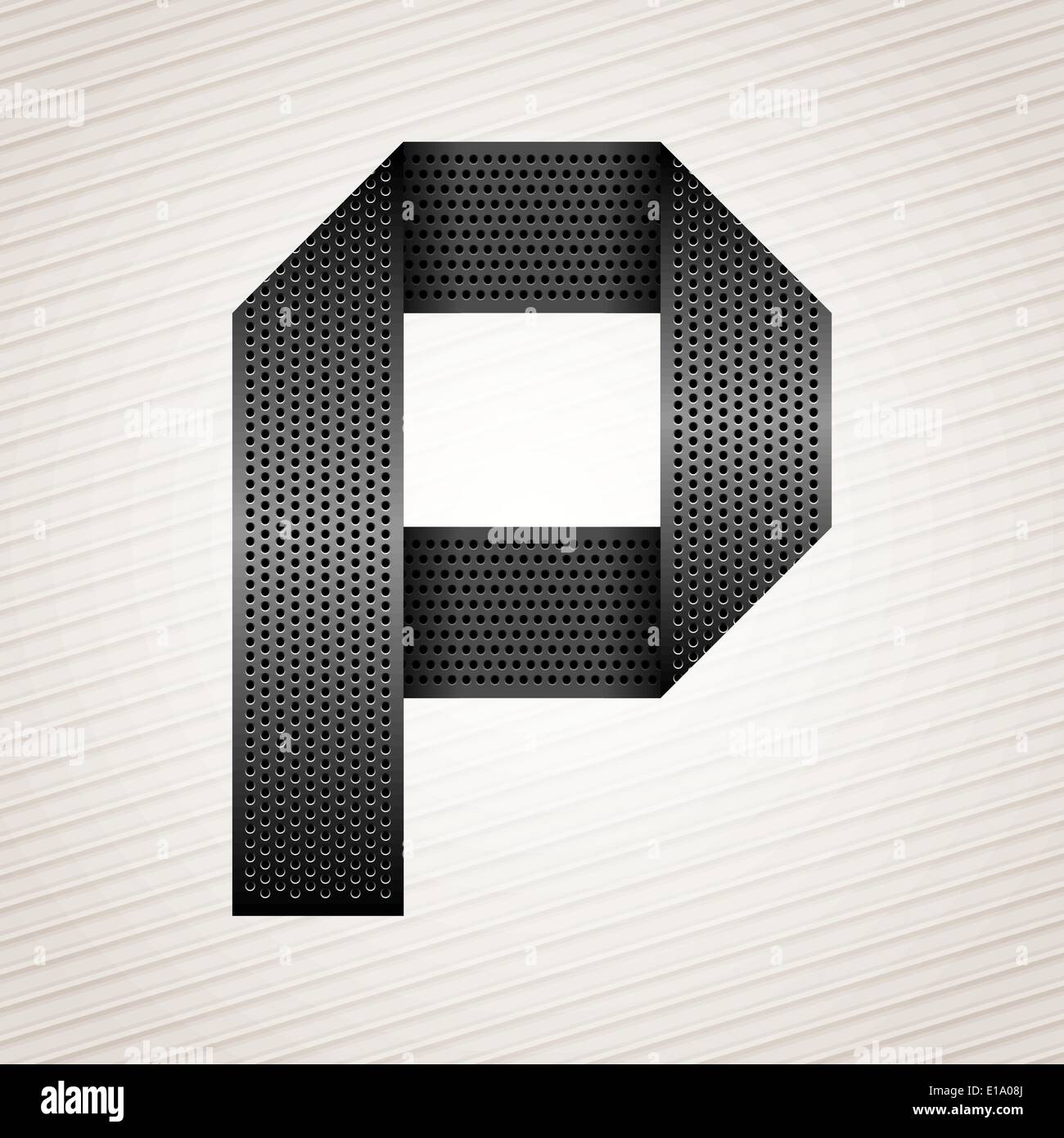 Font from folded metallic ribbon - Latin letter P. Vector 10eps Stock ...