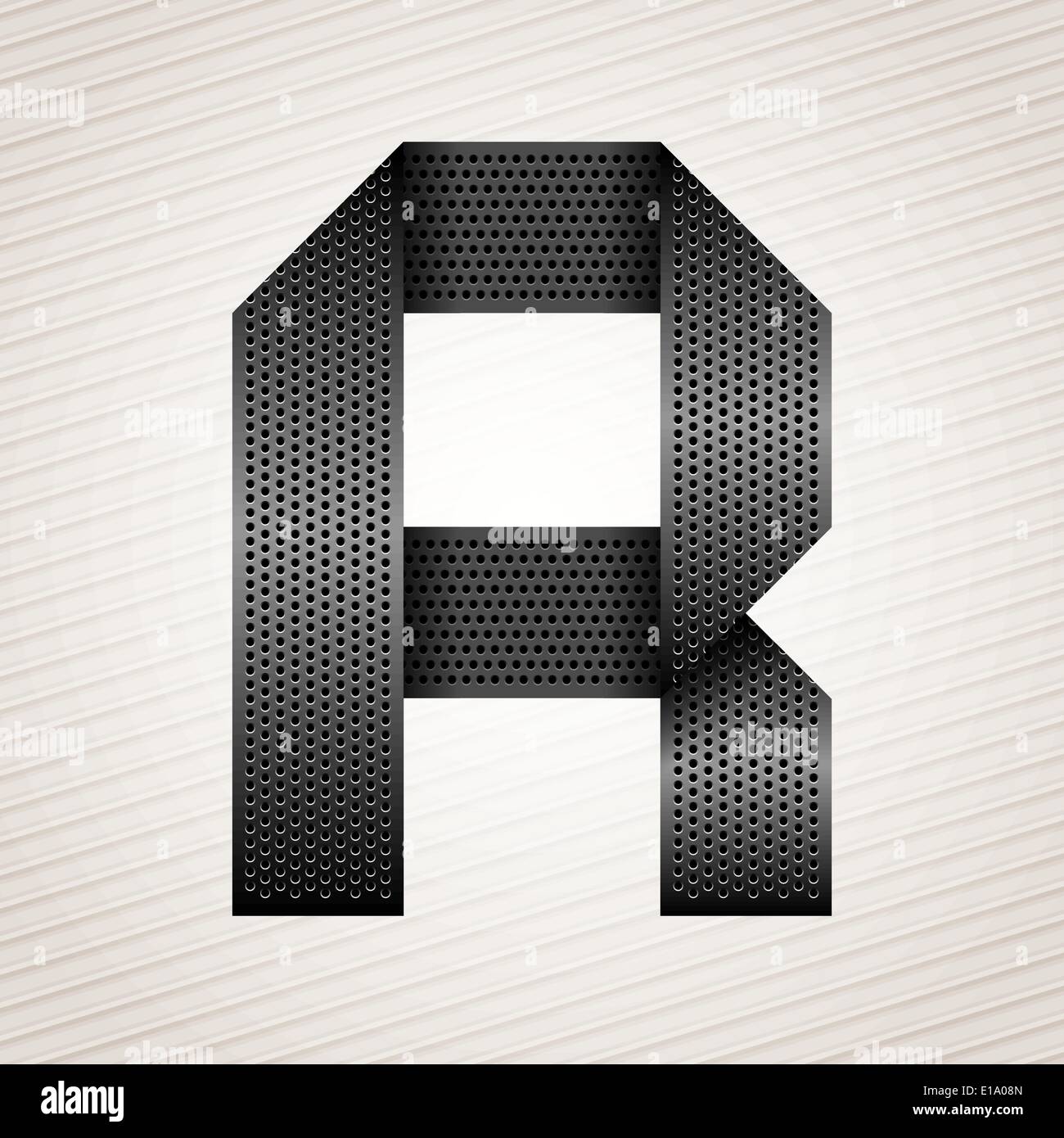Font from folded metallic ribbon - Latin letter R. Vector 10eps Stock ...