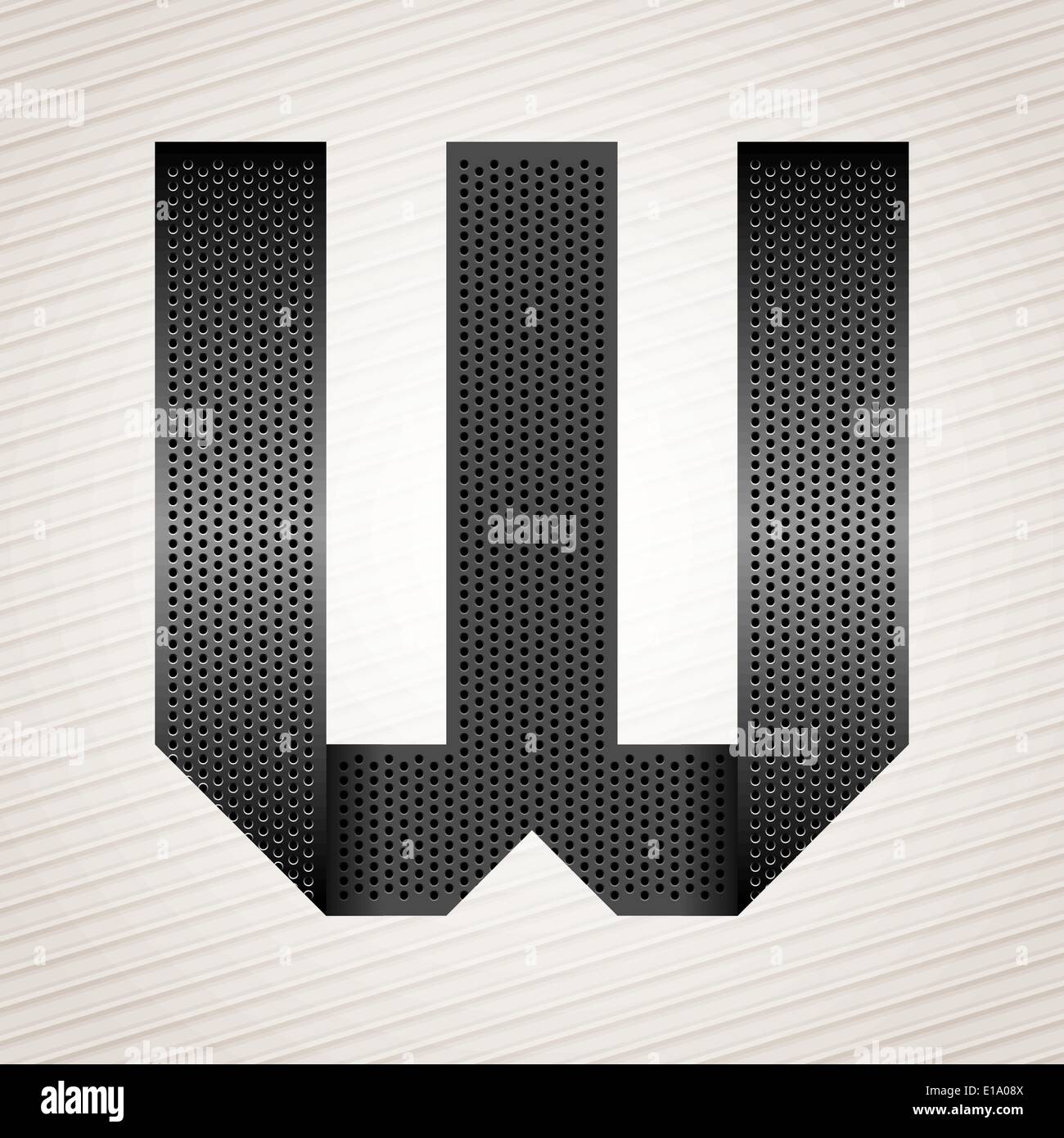 Font from folded metallic ribbon - Latin letter W. Vector 10eps Stock ...
