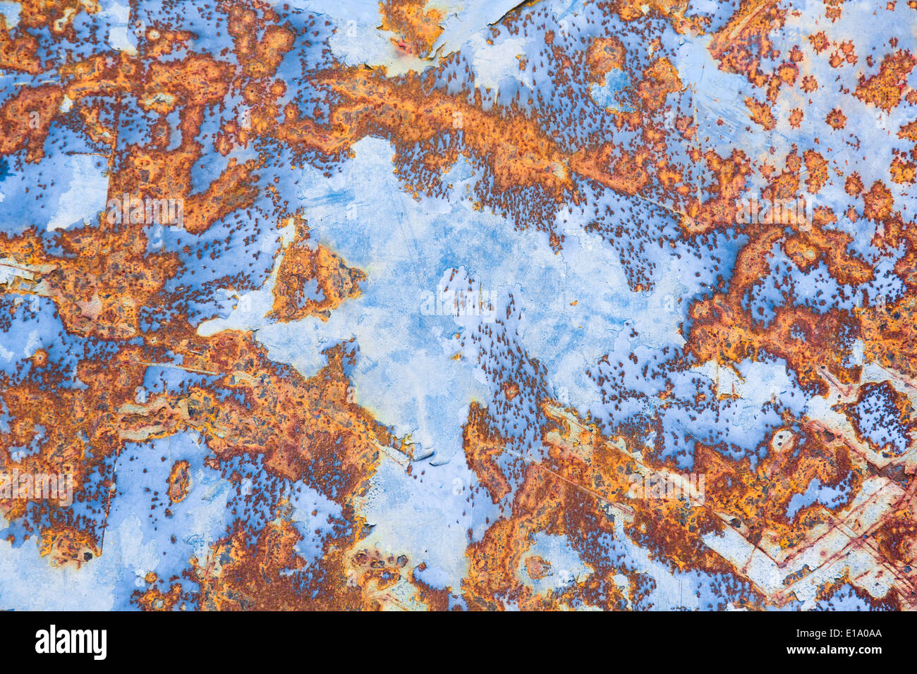 A rusty old metal plate with crackedblue gloss paint Stock Photo - Alamy