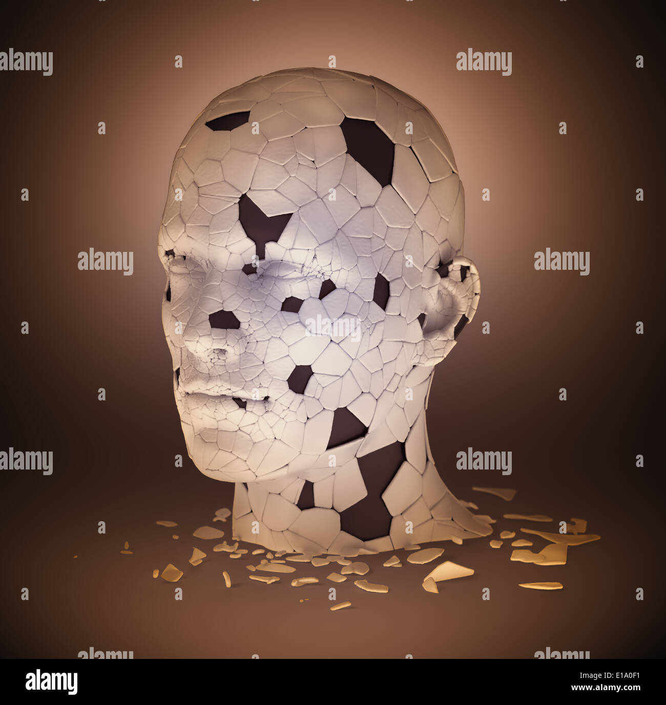 A shuttered head model - mental problems concept illustration Stock ...