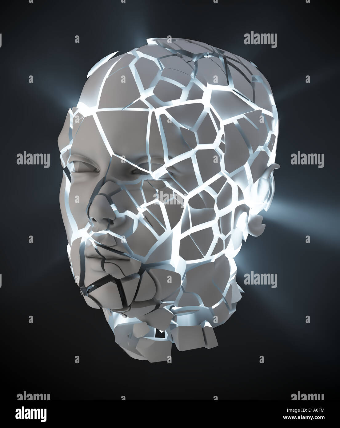 A shuttered head model - mental problems concept illustration Stock ...