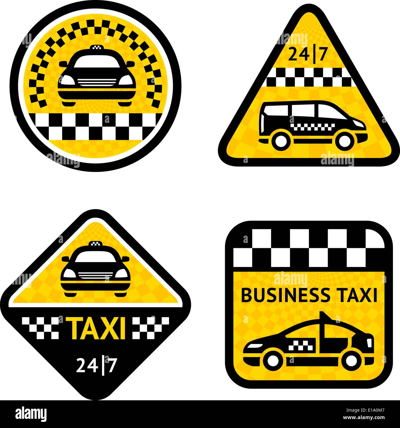 Taxi - set four stickers, vector illustration isolated on a white ...