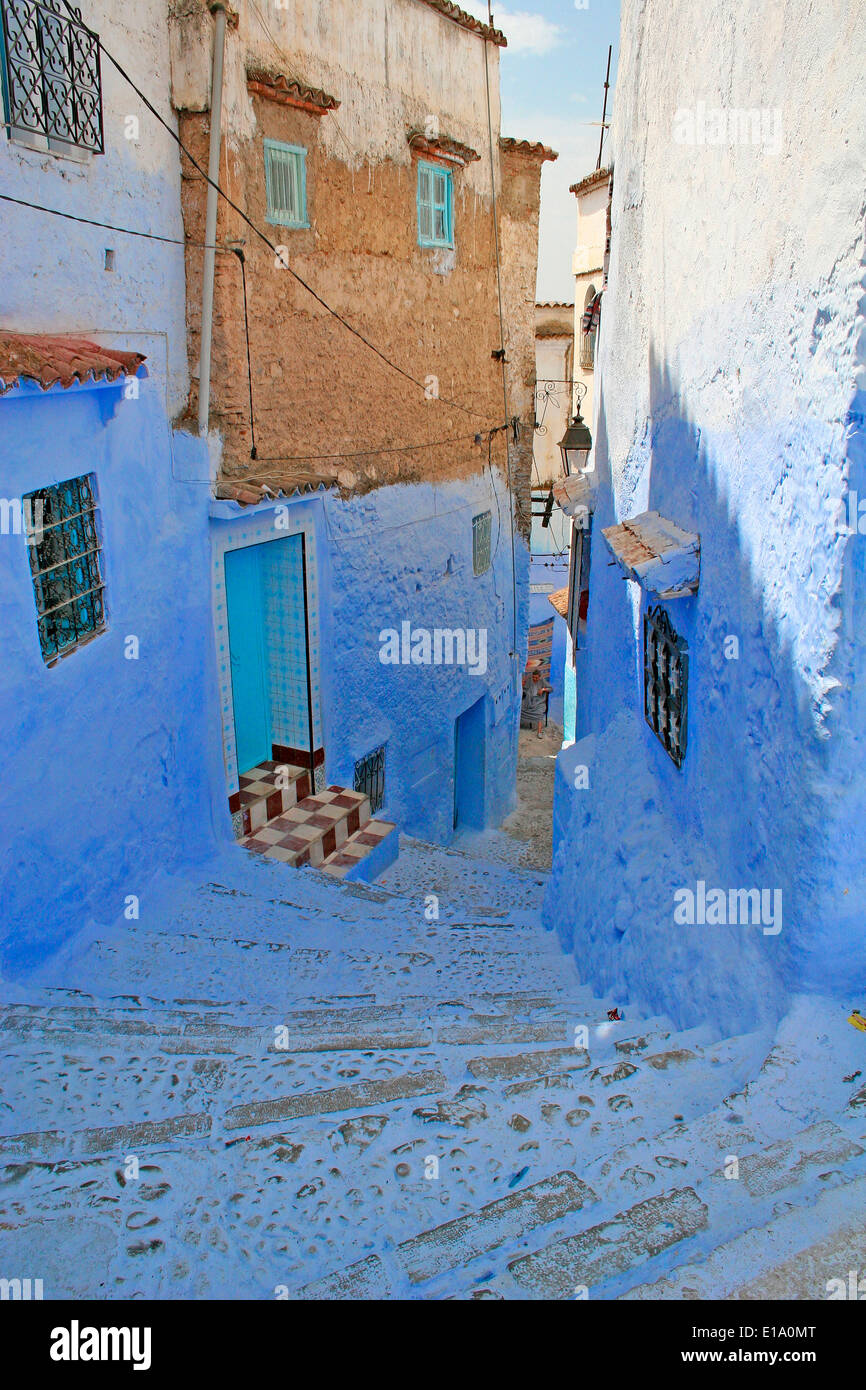 Chefchaouen street scene Stock Photo - Alamy