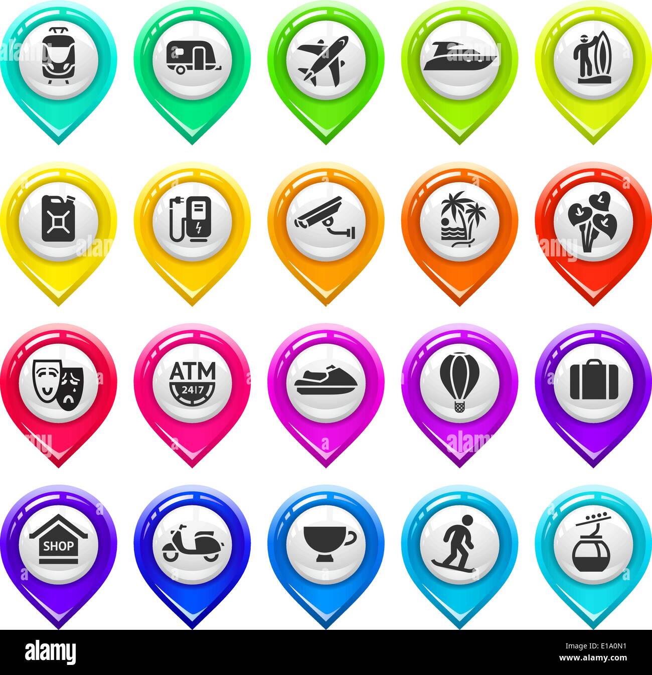 Map marker with icons-set five. Vector illustration 10eps Stock Vector ...