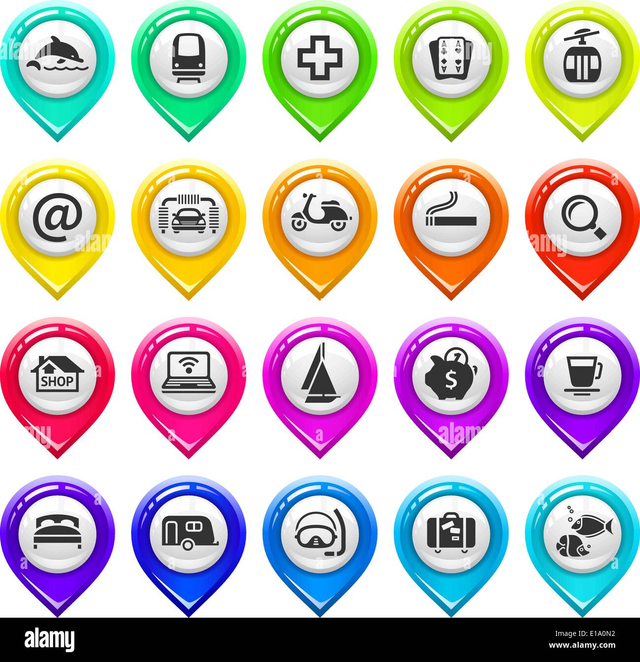 Map marker with icons-set four. Vector illustration 10eps Stock Vector ...