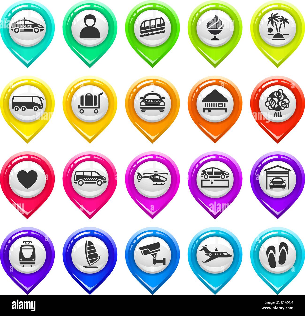 Map marker with icons-set six . Vector illustration 10eps Stock Vector ...
