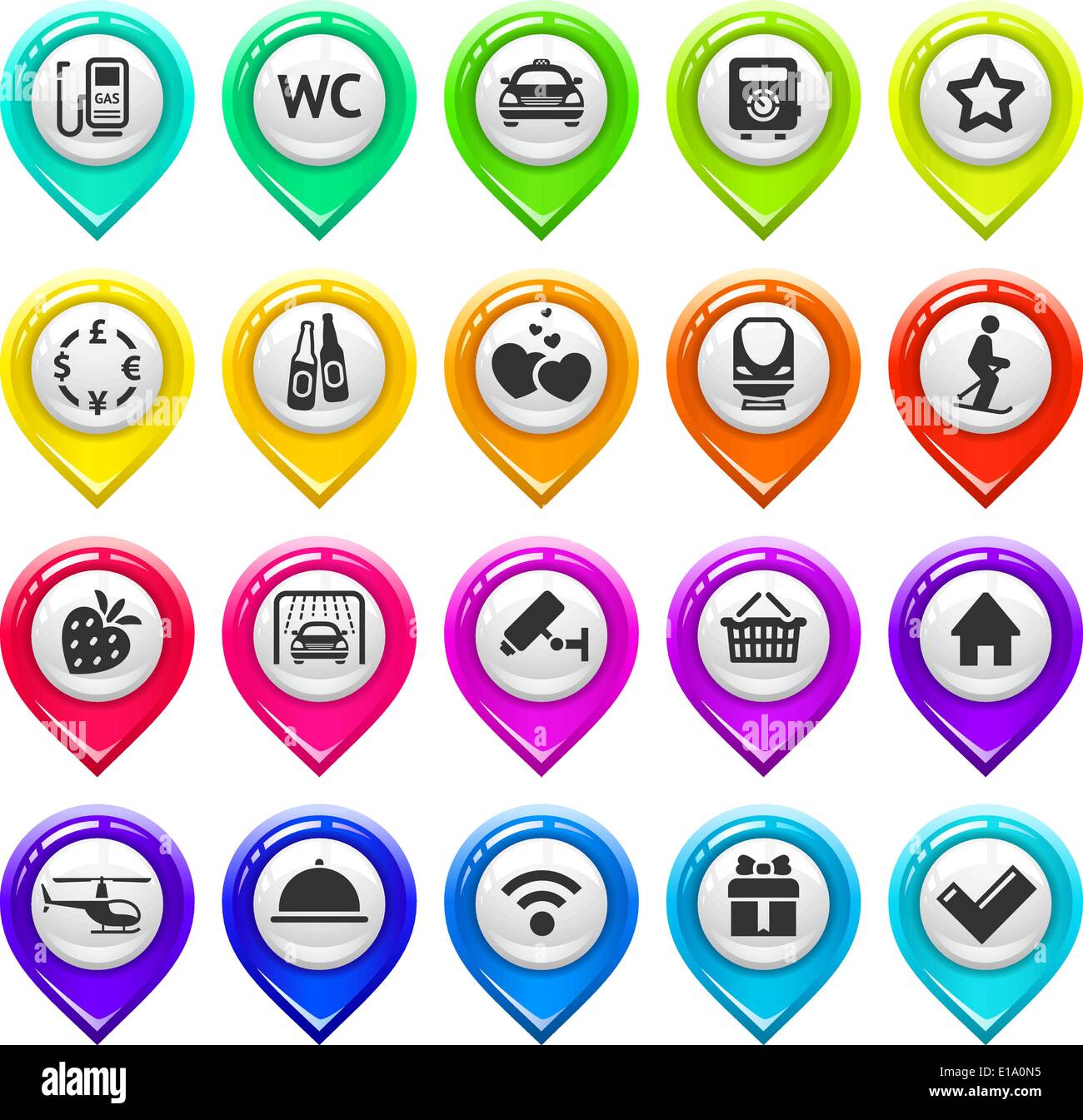 Map marker with icons-set three. Vector illustration 10eps Stock Vector ...
