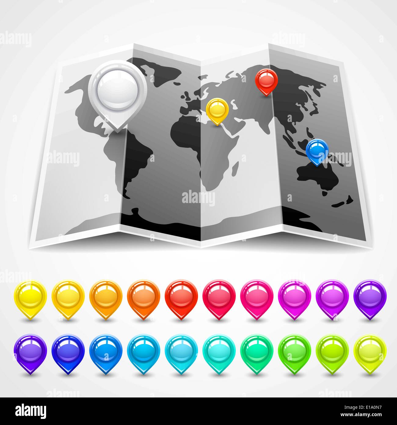 Map with pin pointers location, vector illustration Stock Vector Image ...