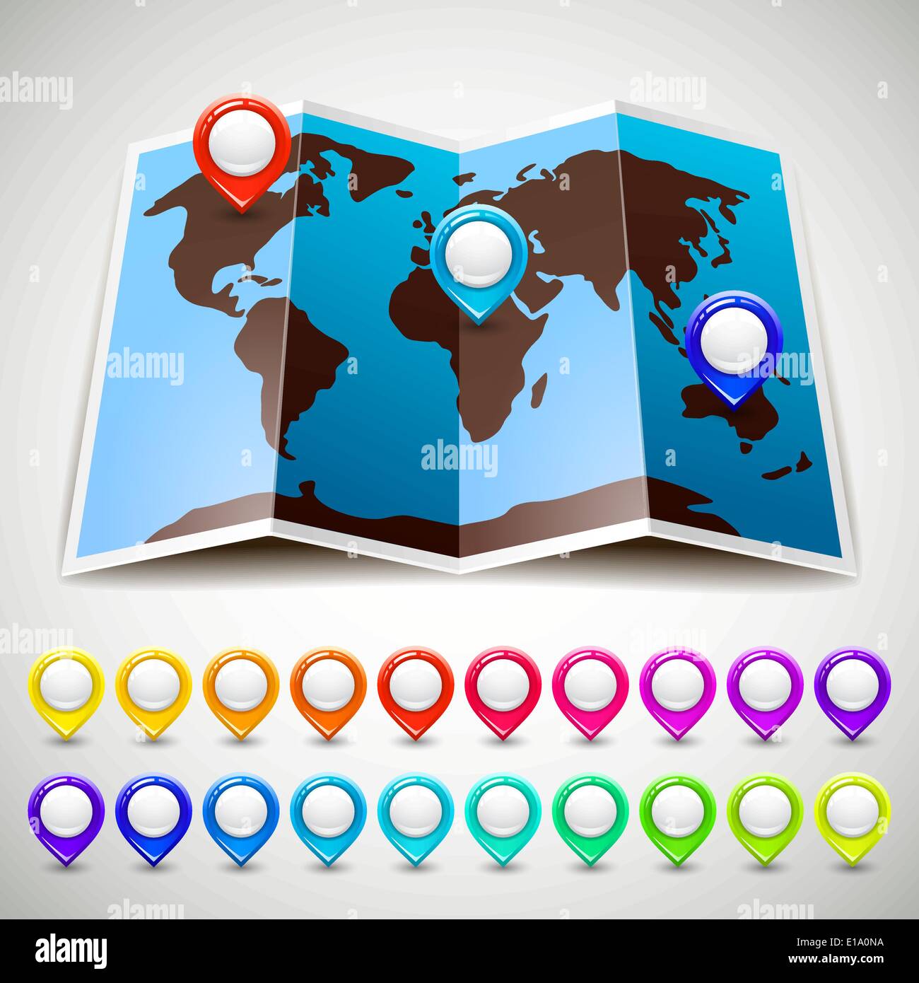 Map world with colorful pin pointers location. Vector illustration ... Map world with colorful pin pointers location. Vector illustration ...