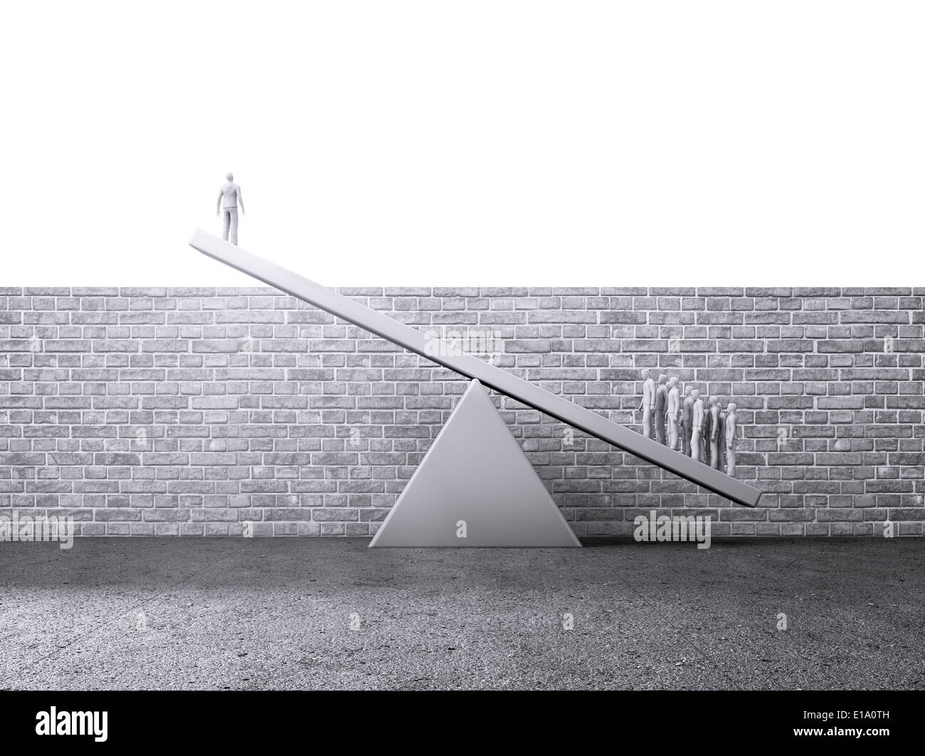 Group of people lifting a single person over a wall - team effort or ...