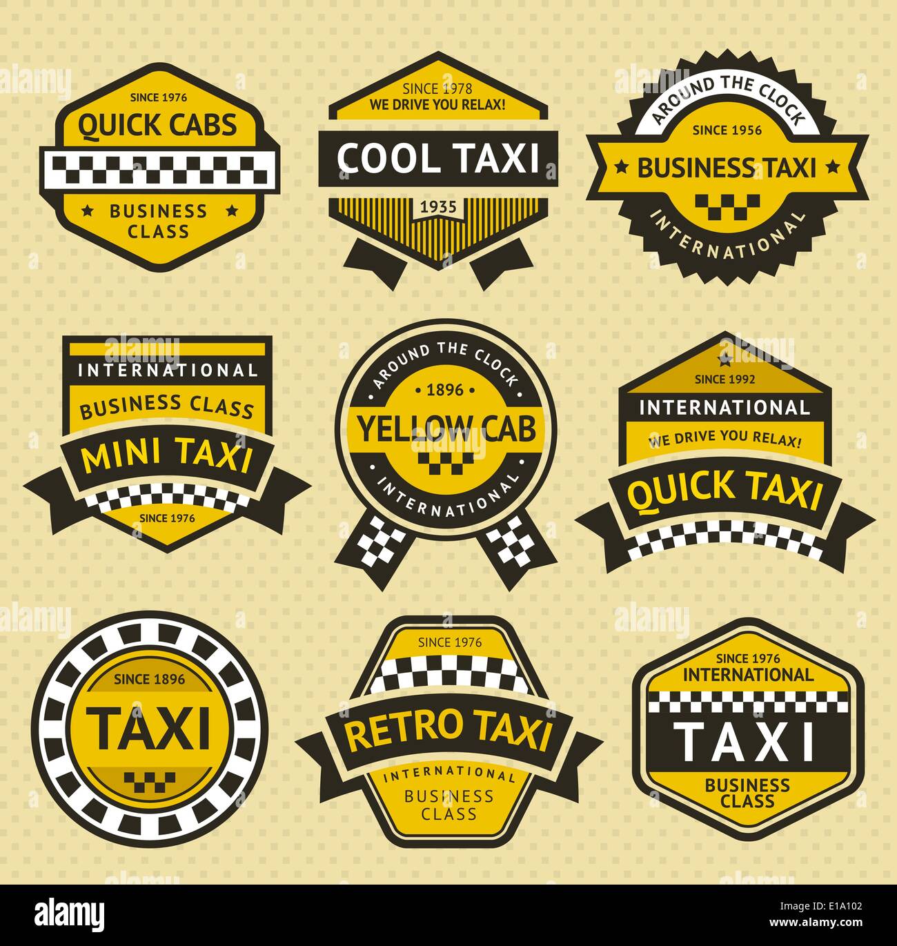 Taxi cab set insignia, vintage style, vector illustration Stock Vector ...