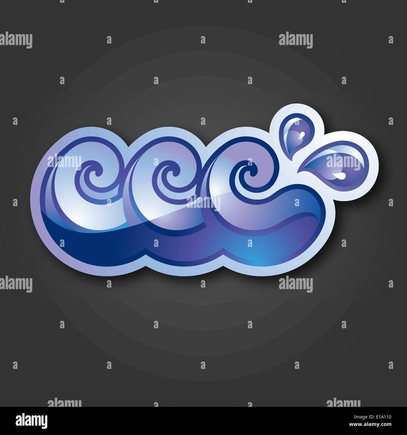 The sign - three purple and blue waves with drops. 10EPS Stock Vector ...