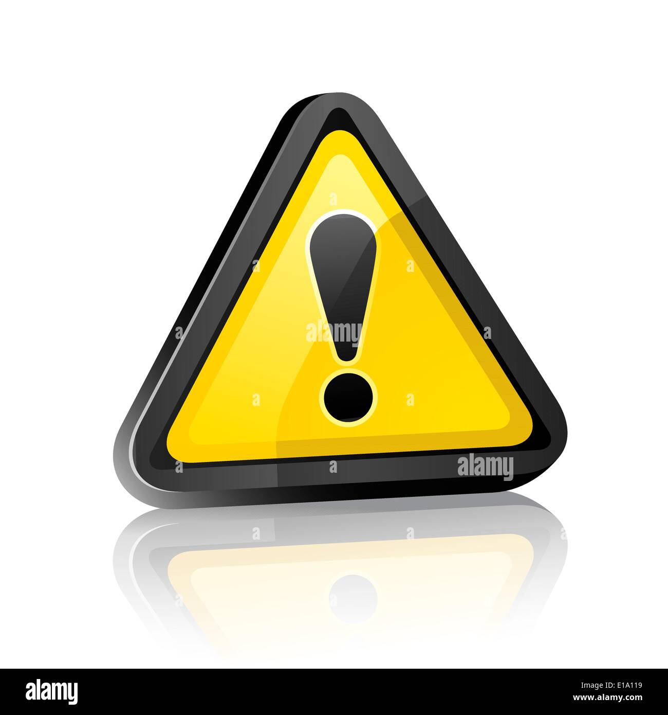 three-dimensional Hazard warning attention sign with exclamation mark ...