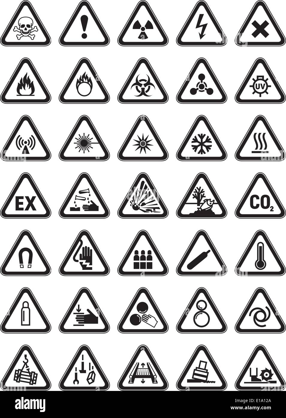 Triangular Warning Hazard Signs Stock Vector Image & Art - Alamy