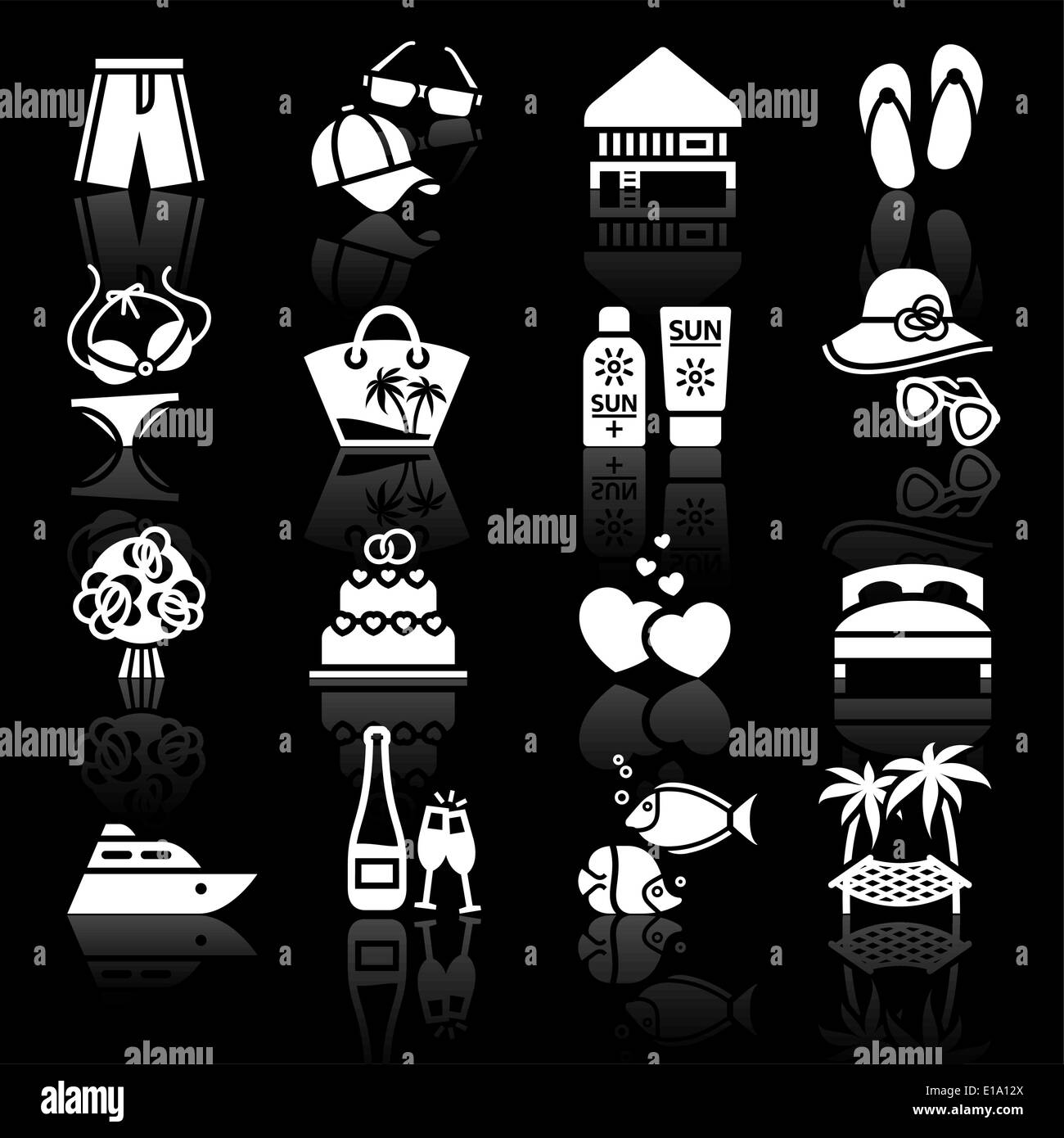 Sun bed vector vectors Black and White Stock Photos & Images - Alamy