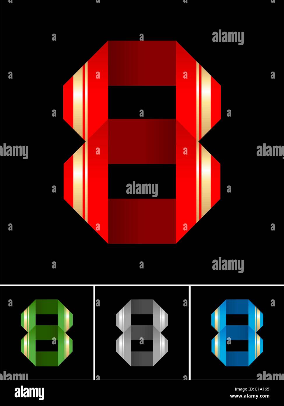 Origami font from coloured set paper ribbon-numeral 8, eight Stock ...