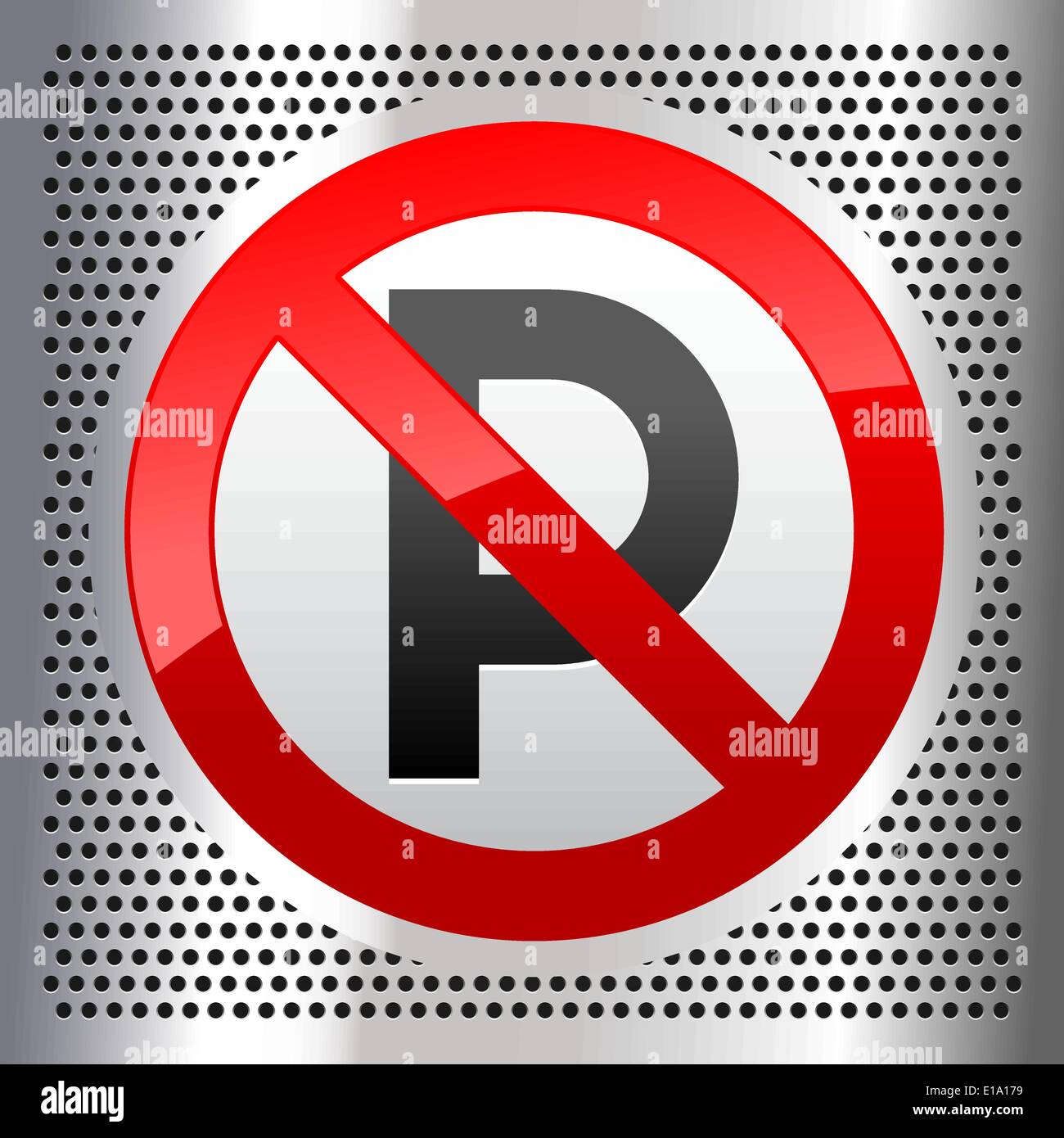 Symbol parking on a metallic perforated stainless steel sheet Stock ...