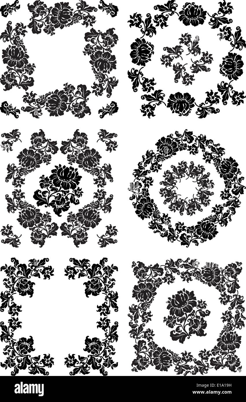 Floral Pattern in black Stock Vector Image & Art - Alamy