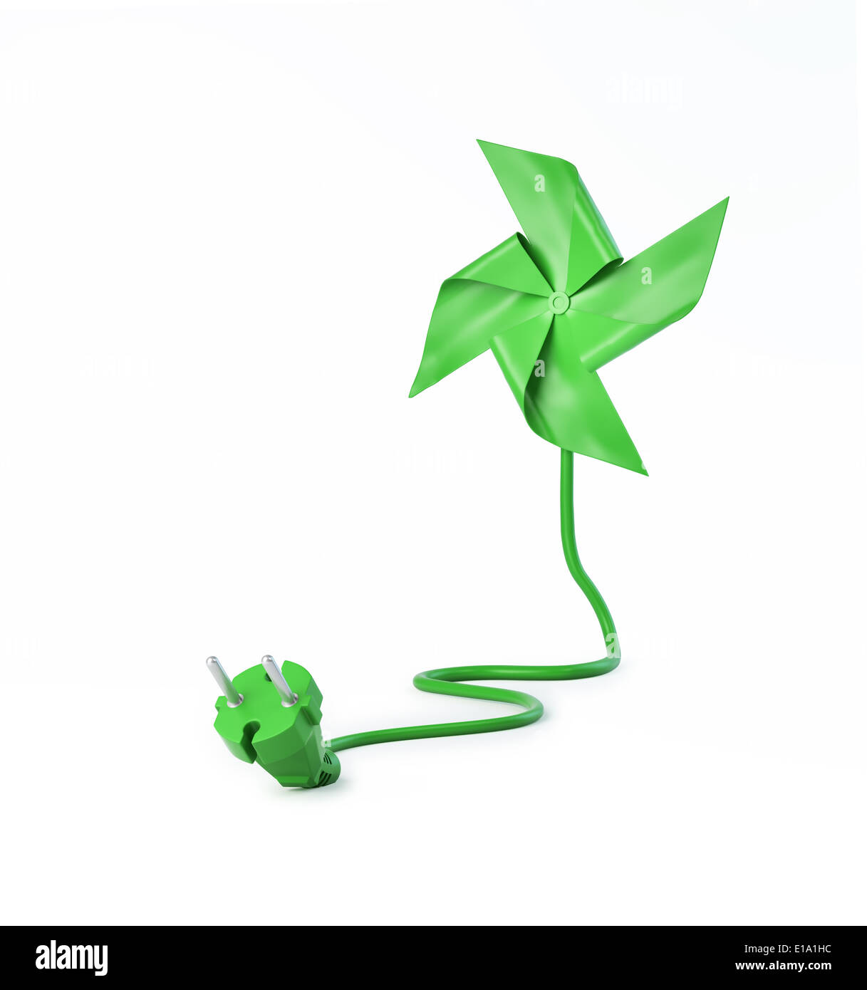 A green pinwheel with a power cord - green energy concept Stock Photo ...
