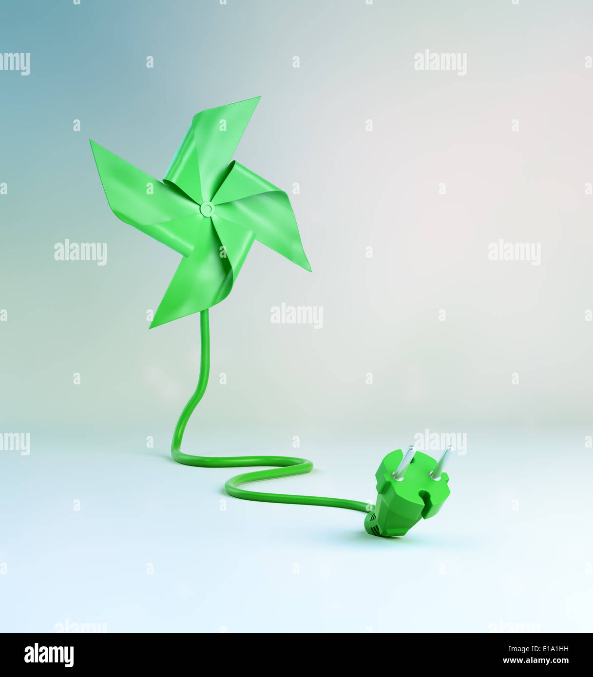 A green pinwheel with a power cord - green energy concept Stock Photo ...