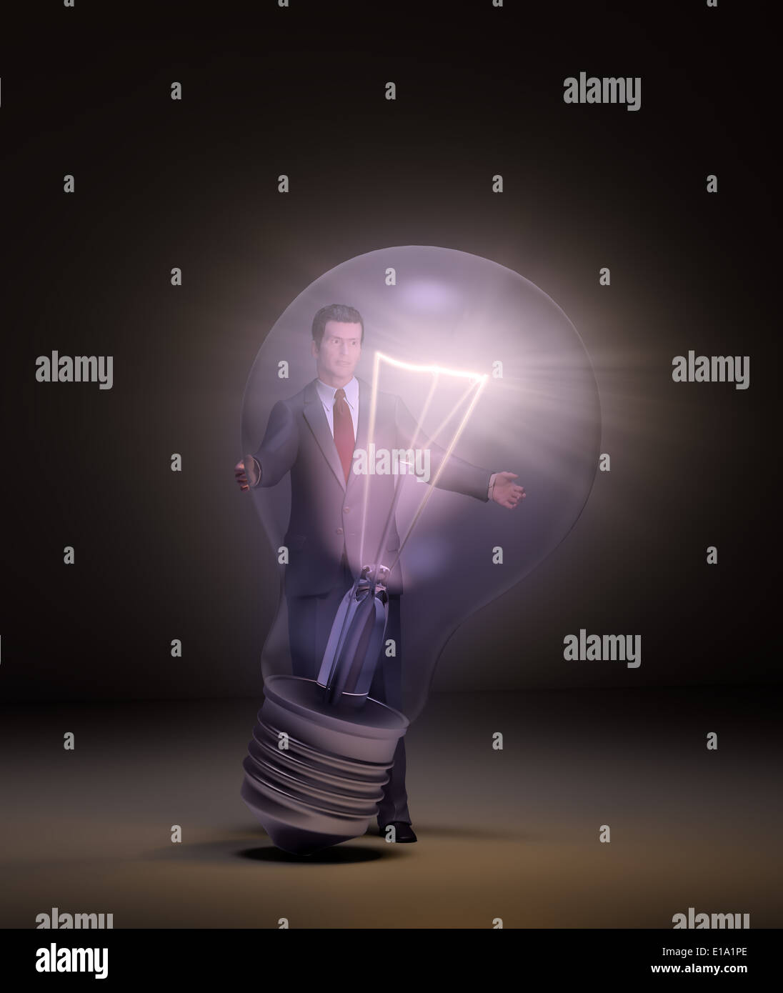 A business man holding a huge lightbulb Stock Photo - Alamy