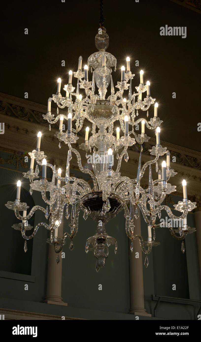 Large crystal chandelier in Assembly Rooms at Bath. Avon. England Stock ...