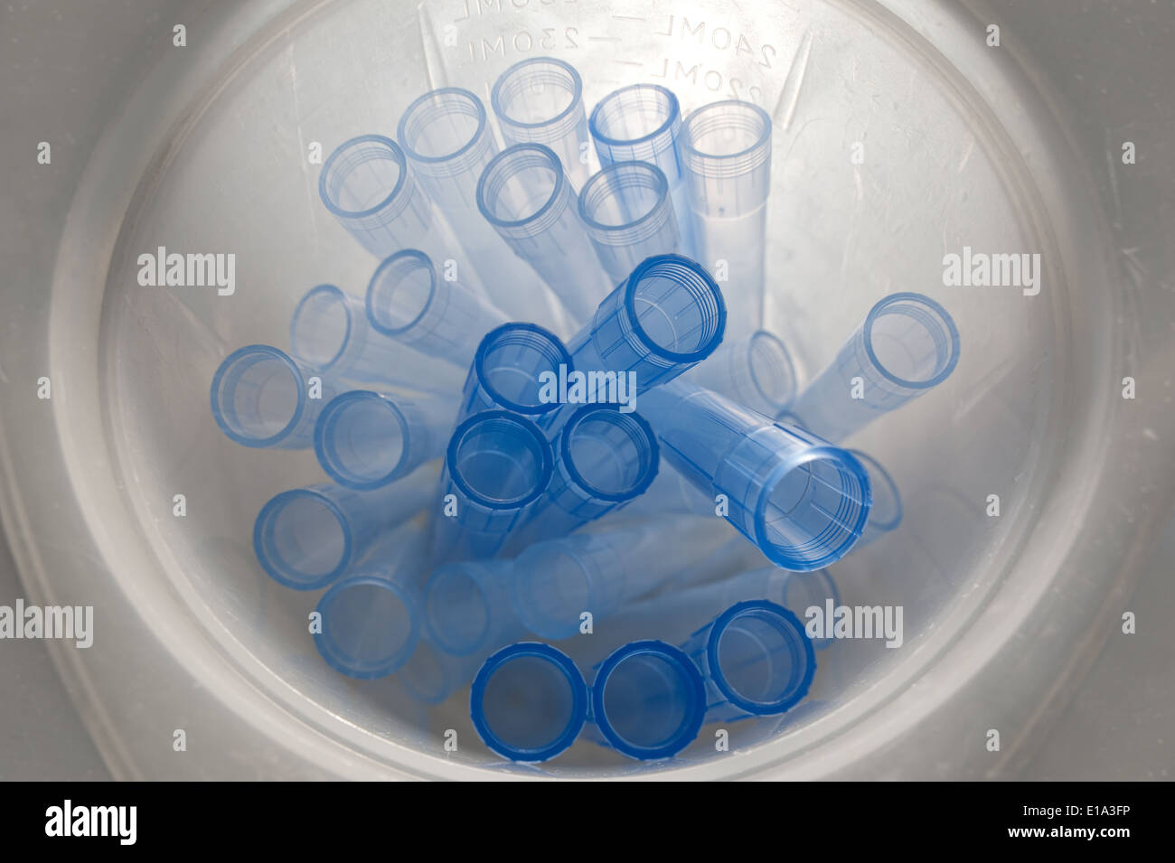 plastic container holding empty vials small flasks ready for medical ...