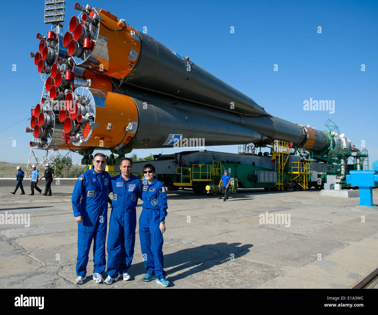The Expedition 40 crew, including Samantha Cristoforetti, Anton ...