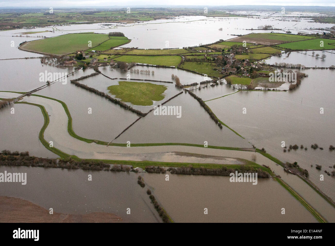 Aerial picture of the village of Muchelney, Somerset, and the ...