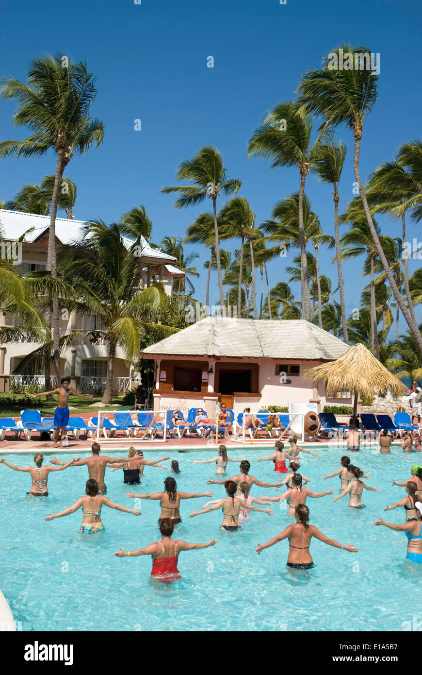 water gymnastics in a pool in the Caribbean Stock Photo - Alamy