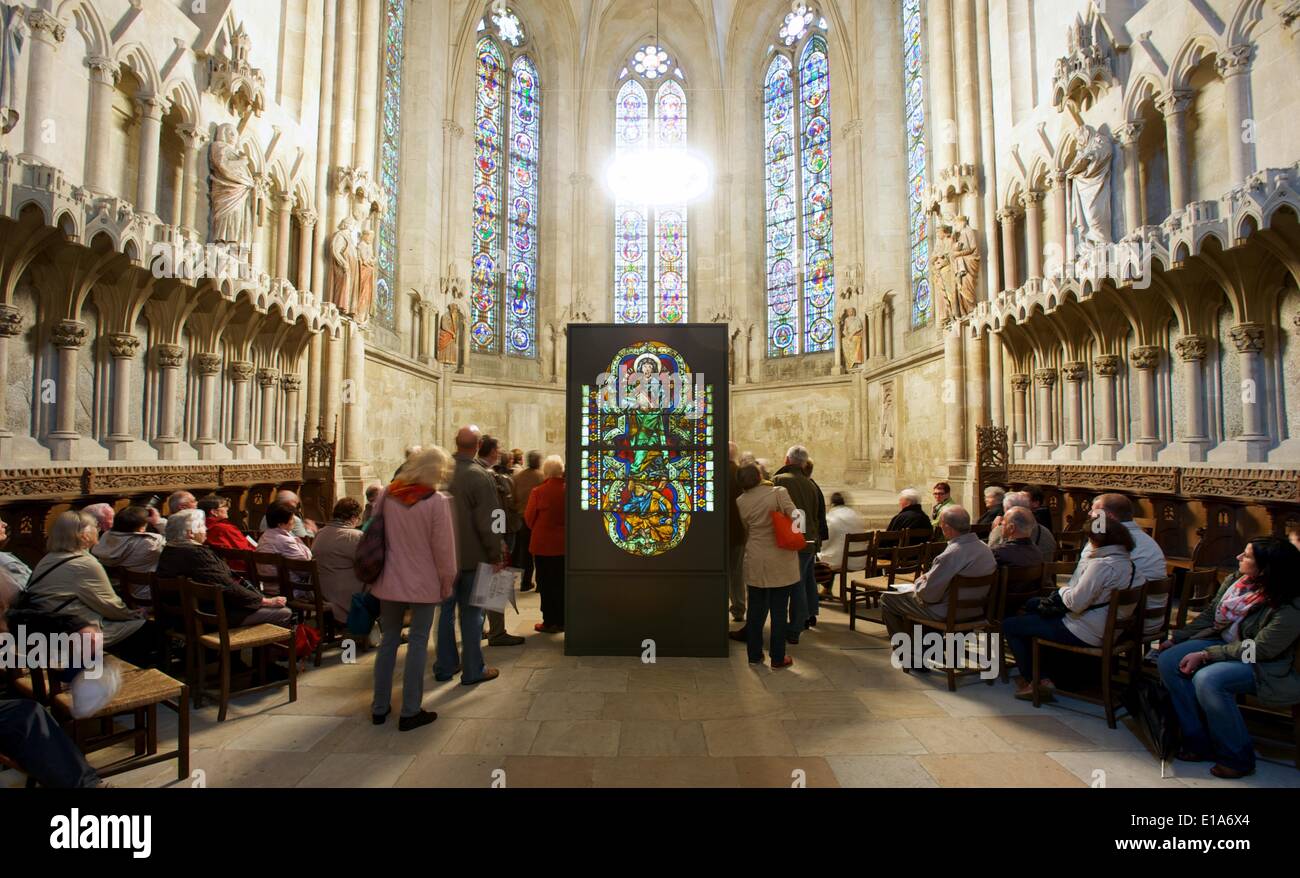 Naumburg, Germany. 28th May, 2014. An original glass window of the ...