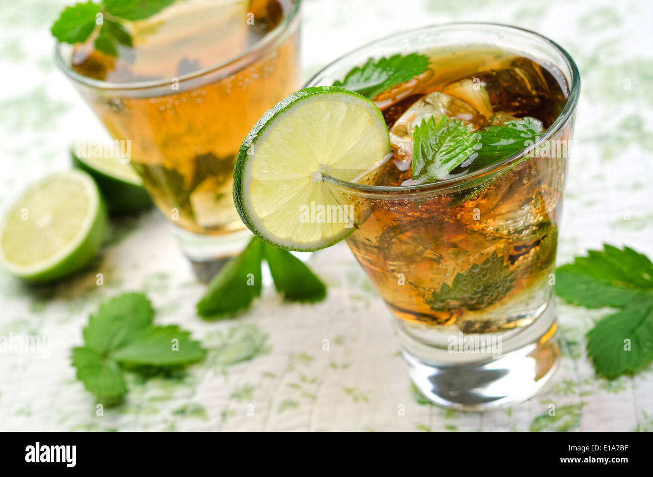 A delicious, refreshing mojito with lime and mint Stock Photo - Alamy