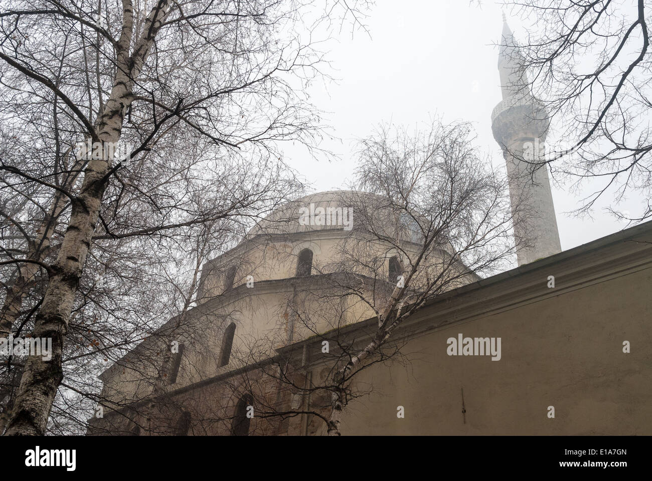 View of Yeni Mosque in mist in Bitola, Republic of Macedonia (FYROM ...