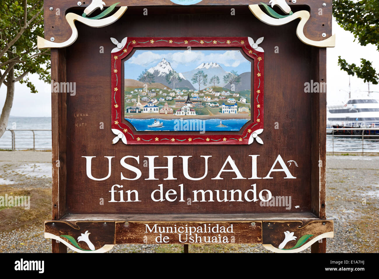 Ushuaia fin del mundo end of the world sign Argentina Stock Photo - Alamy