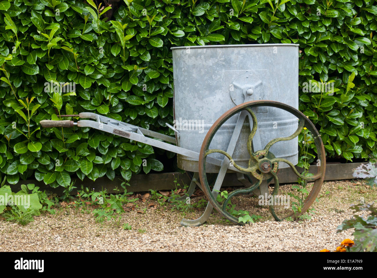 An old galvanized water bower Stock Photo - Alamy