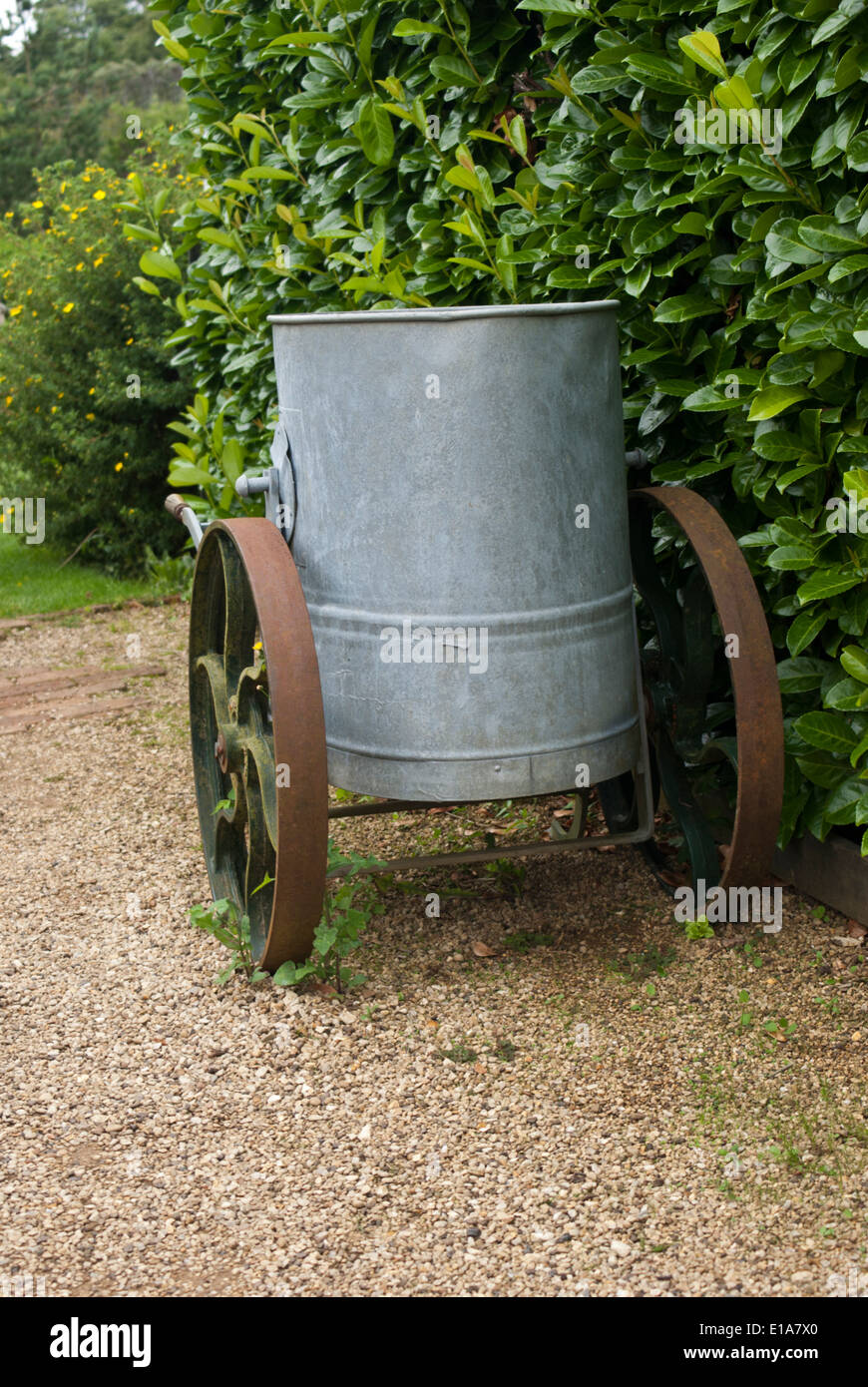 An old galvanized water bower Stock Photo - Alamy