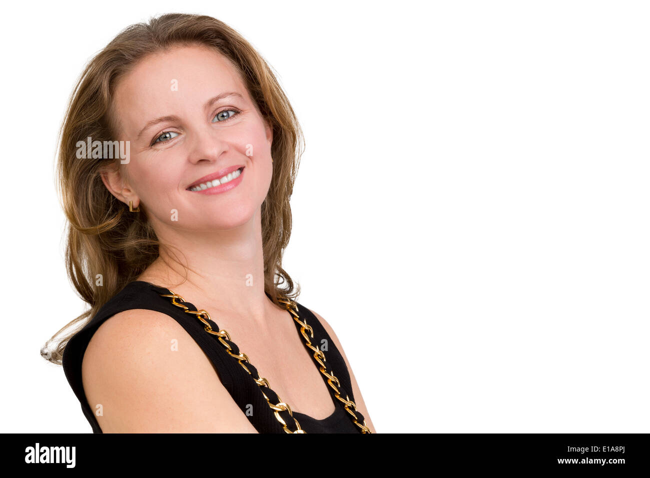 Genuinely, charmed smiling business woman looking in to your eyes Stock ...