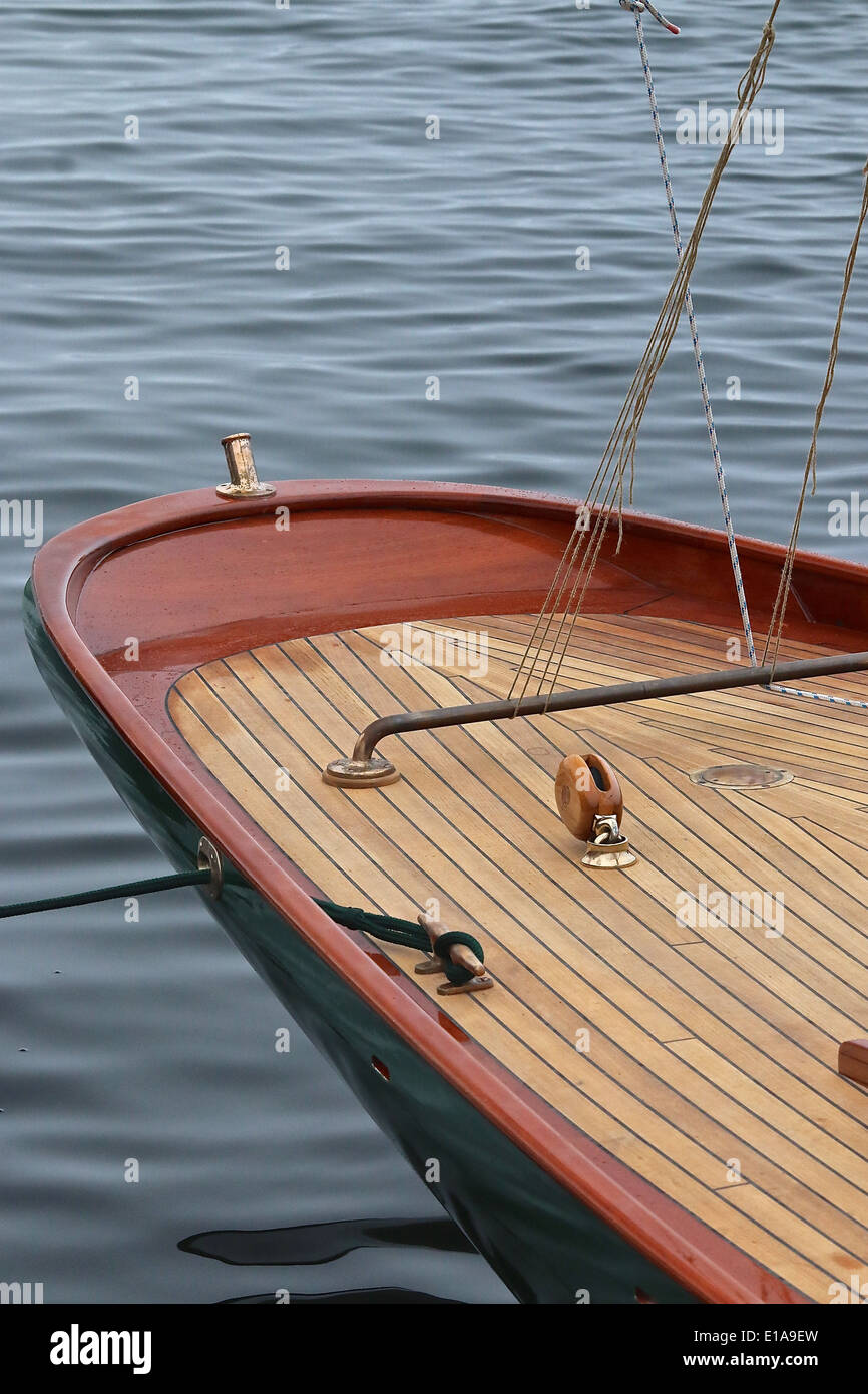 Stern of Wooden Sailboat in Maine Stock Photo - Alamy
