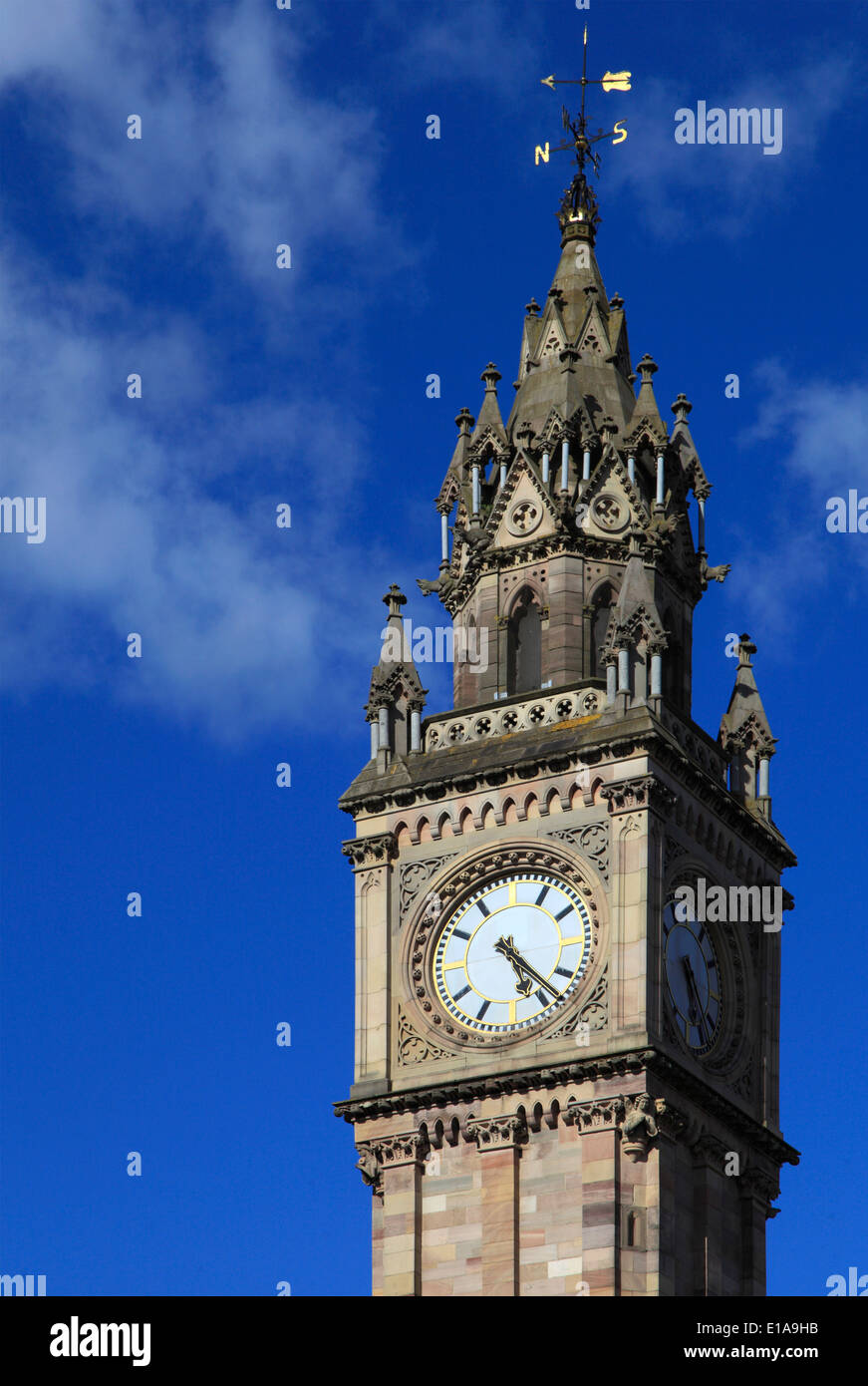 UK, Northern Ireland, Belfast, Albert Memorial Clock Tower Stock Photo ...