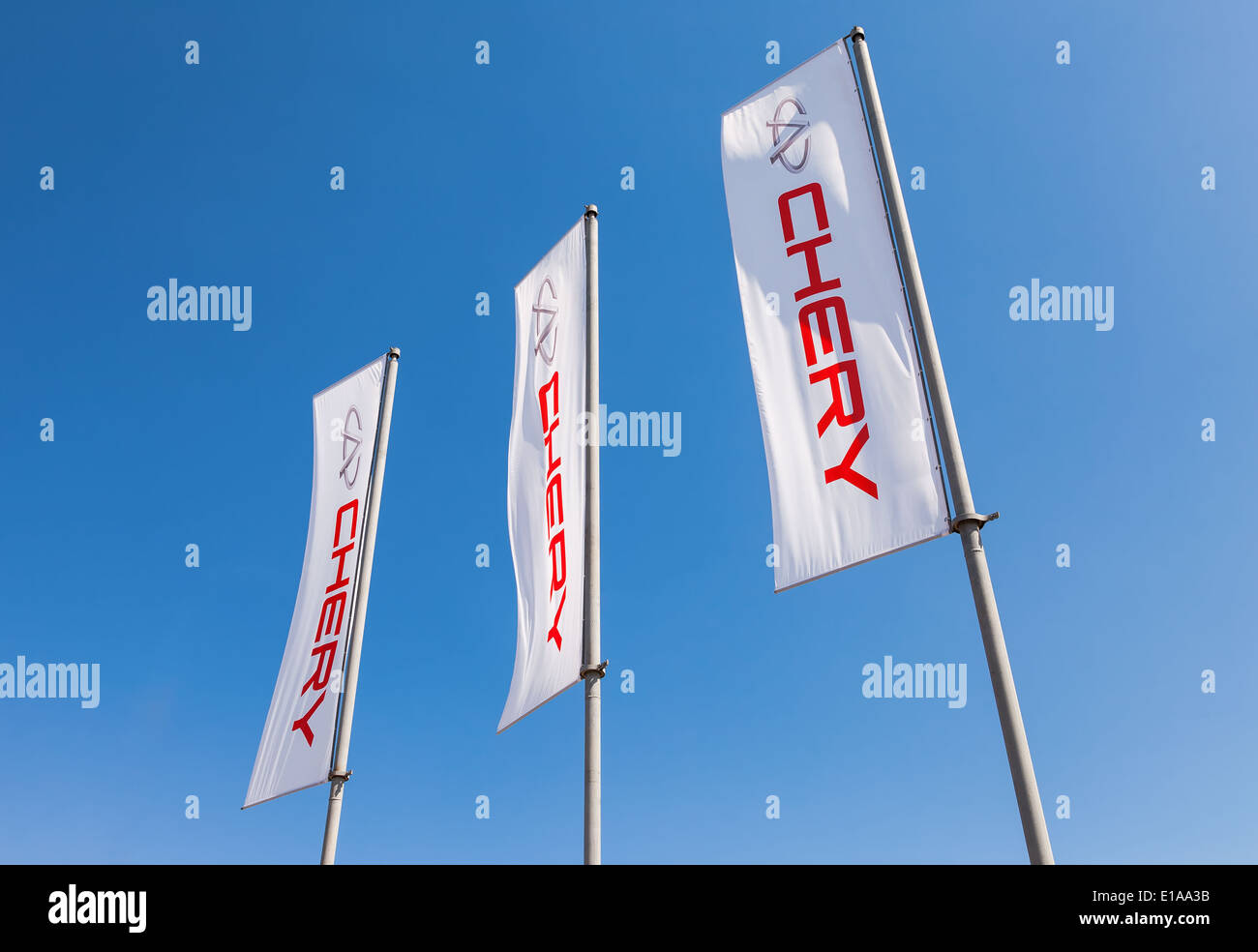 The flags of Chery over blue sky Stock Photo - Alamy