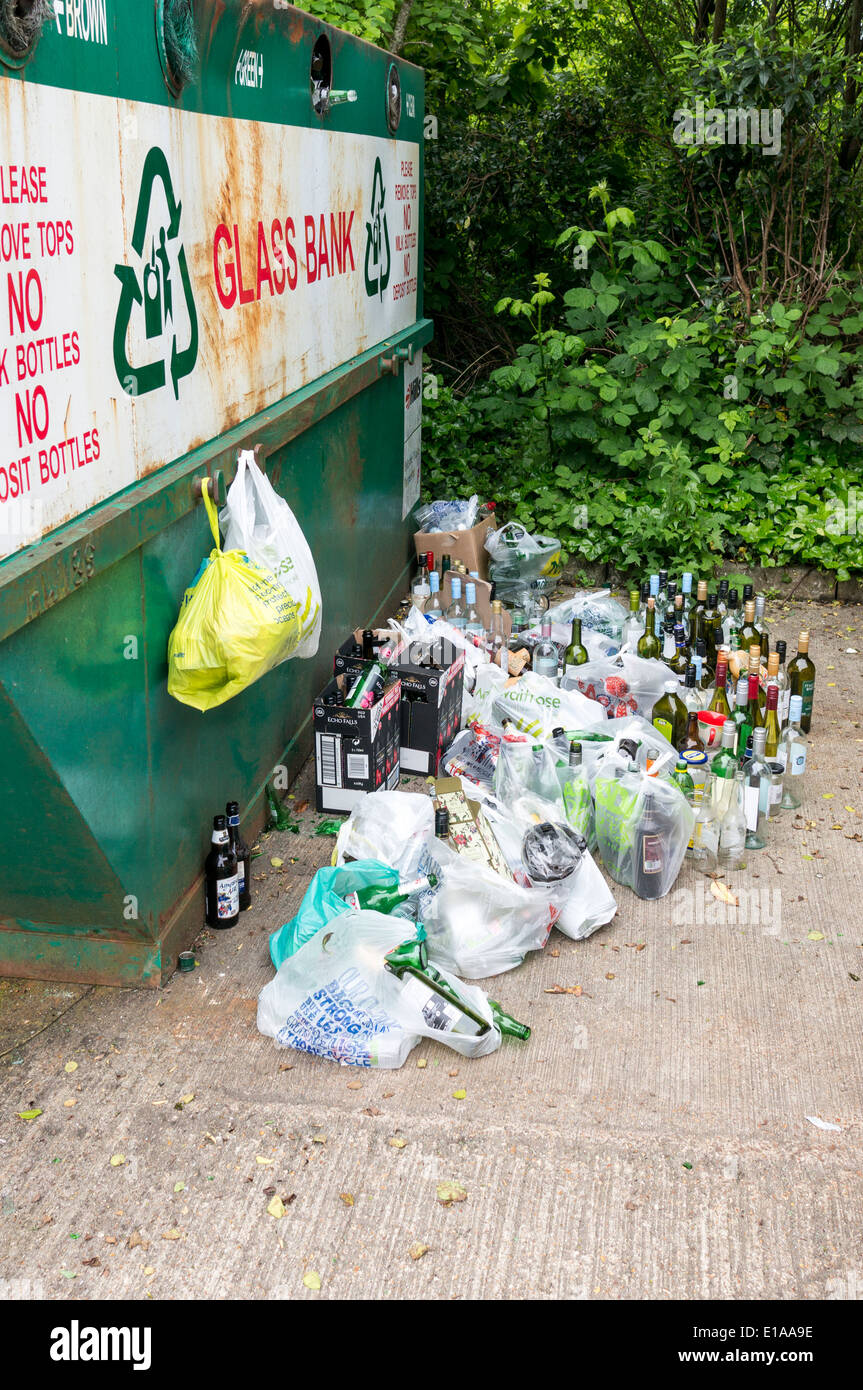 Glass recycling bank Stock Photo - Alamy