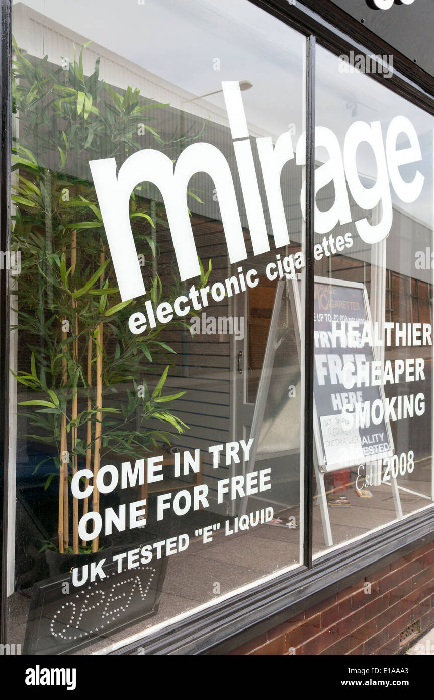 Mirage electronic cigarette shop window UK Stock Photo - Alamy