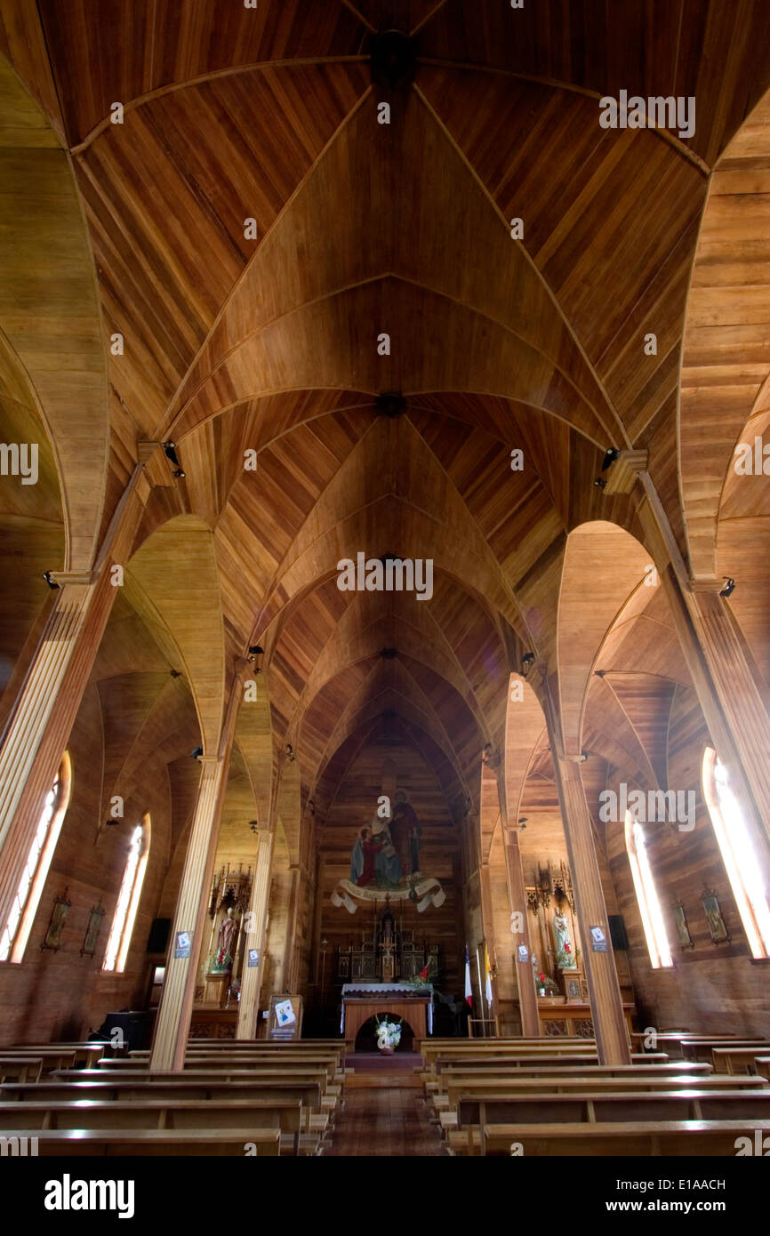 Interior, Puerto Octay Church, Lake District, Chile Stock Photo - Alamy