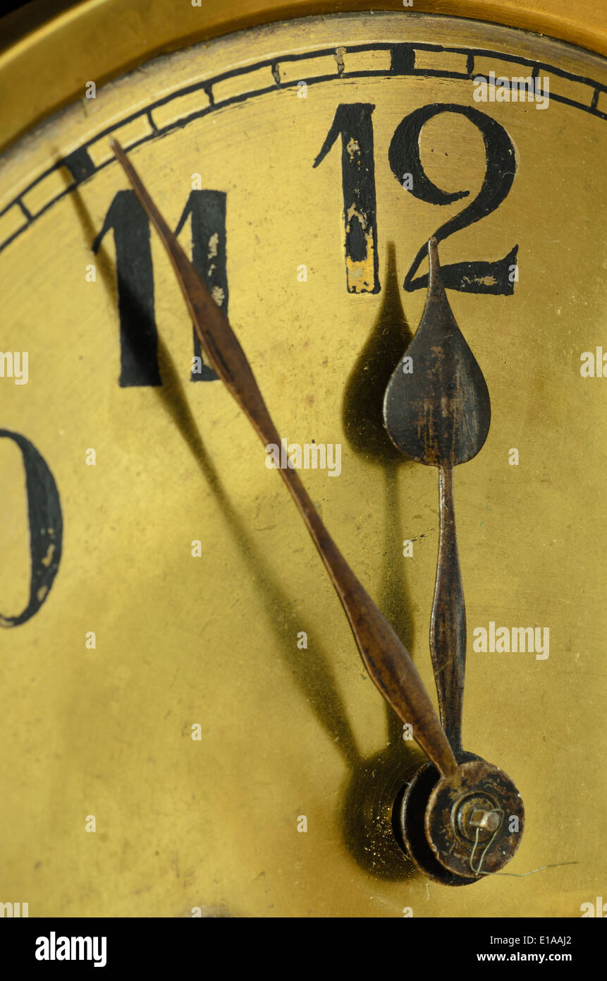 old antique golden dial clock Stock Photo - Alamy