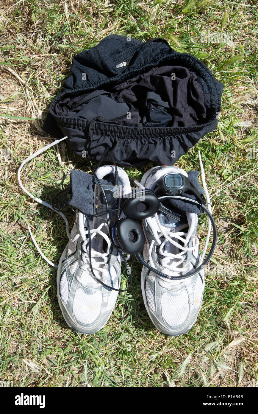 Running Kit on the ground Stock Photo - Alamy