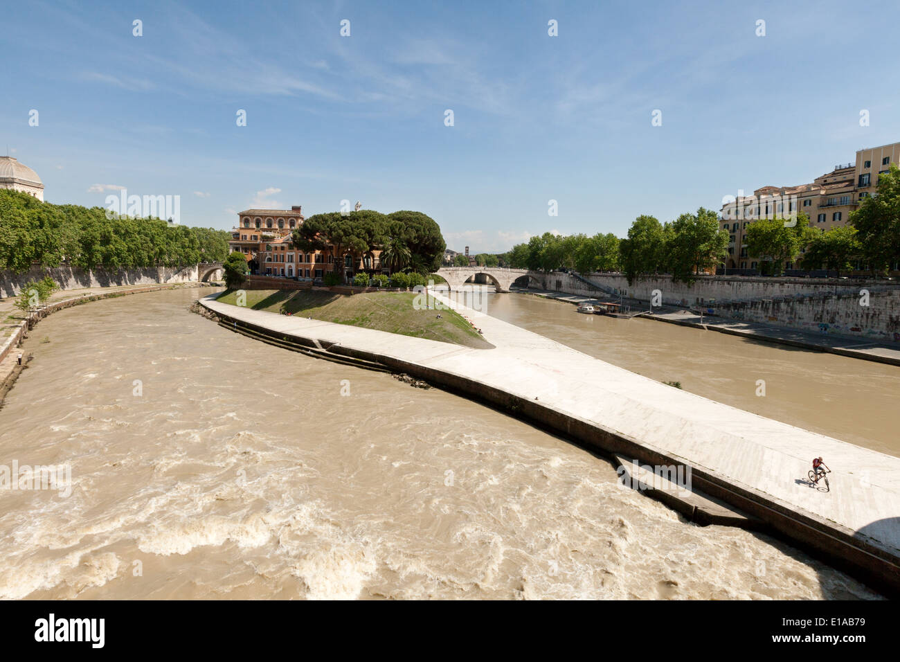 River Tiber and Tiber Island ( Isola Tiberina ), Rome Italy Europe ...