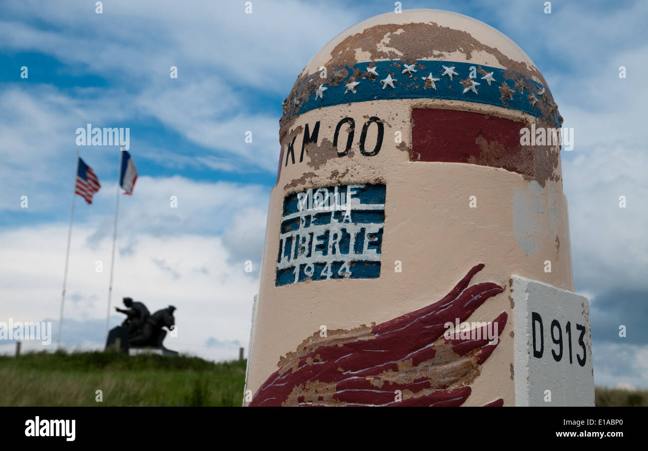Liberty Road marker, D-Day memorial at Utah Beach, Normandy, France ...