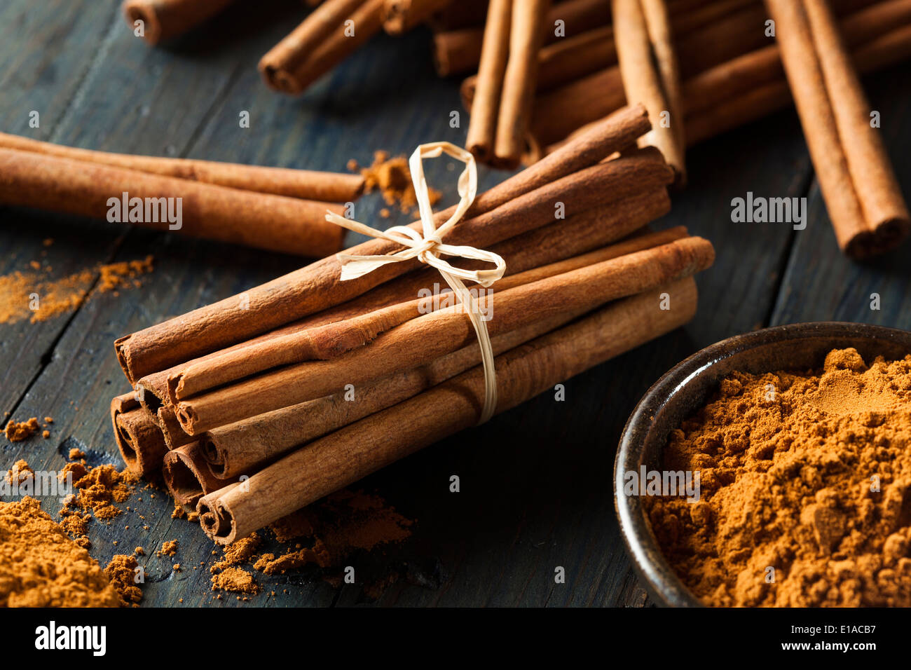 Organic Raw Brown Cinnamon on a Background Stock Photo - Alamy